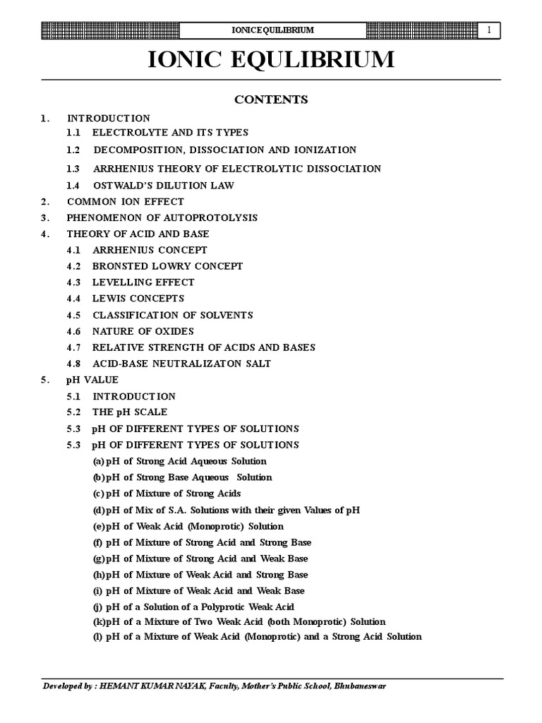 Ionic Equilibrium P1-58 | PDF | Acid | Dissociation (Chemistry)