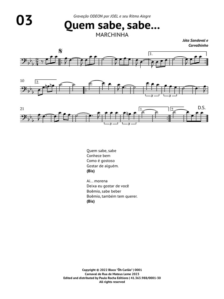 03 - Quem Sabe, Sabe... - Partitura Inteira | PDF