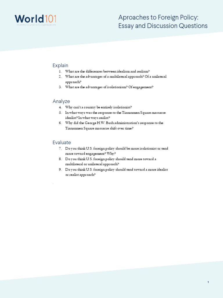 Approaches Essay and Discussion Questions | PDF