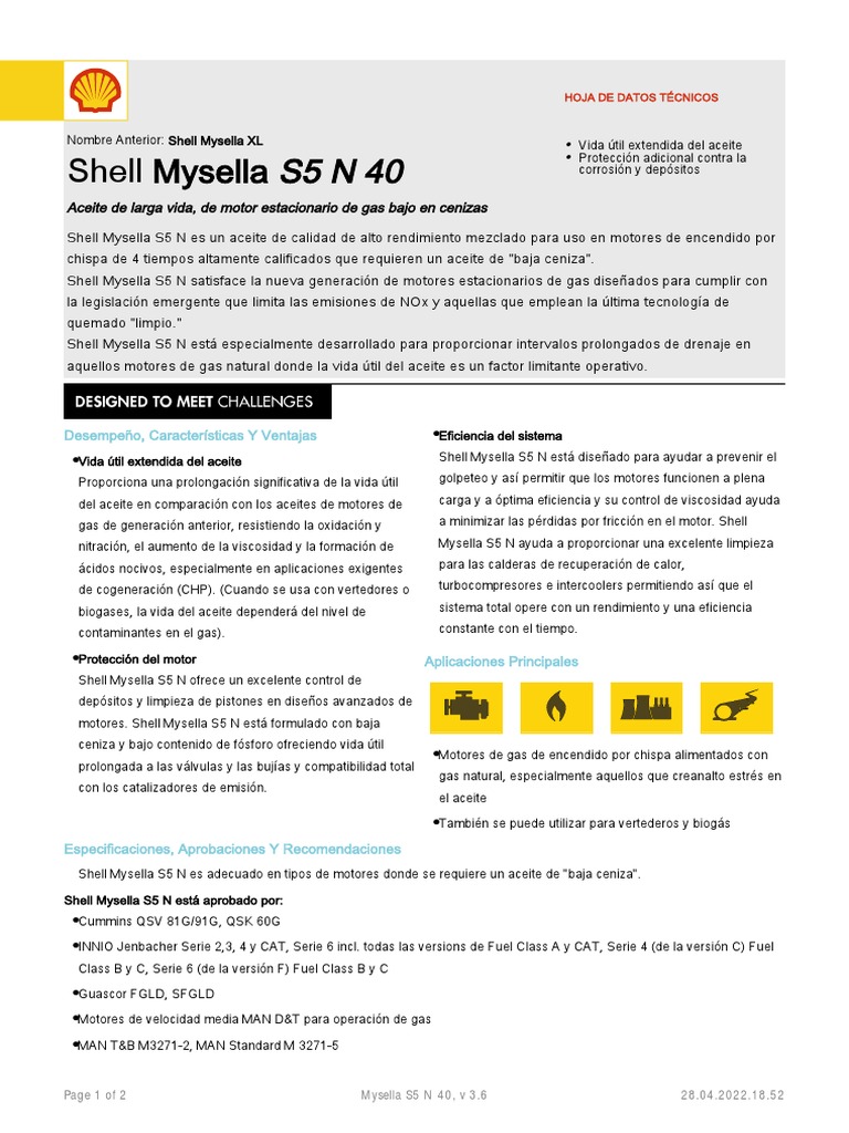Mysella S5 N 40 | PDF | Petróleo | Motores