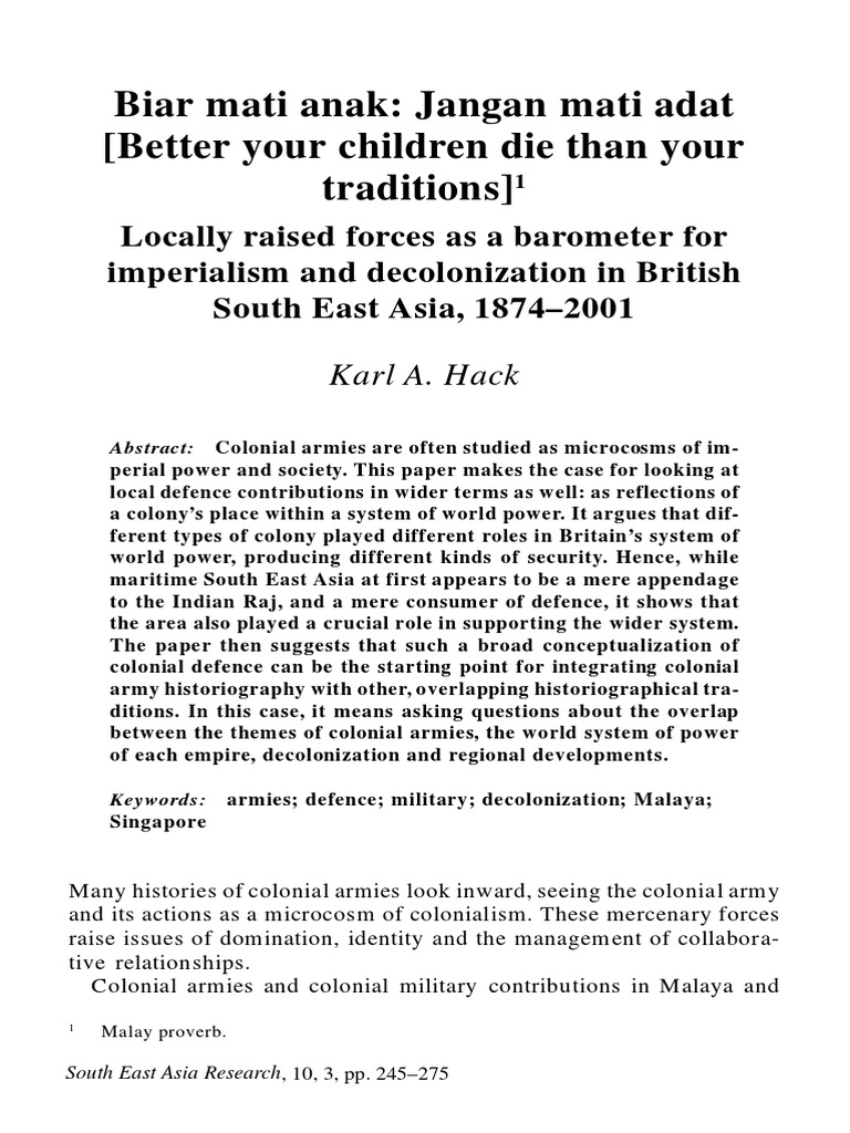 Biar Mati Anak, Jangan Mati Adat | PDF | British Empire | Colonialism