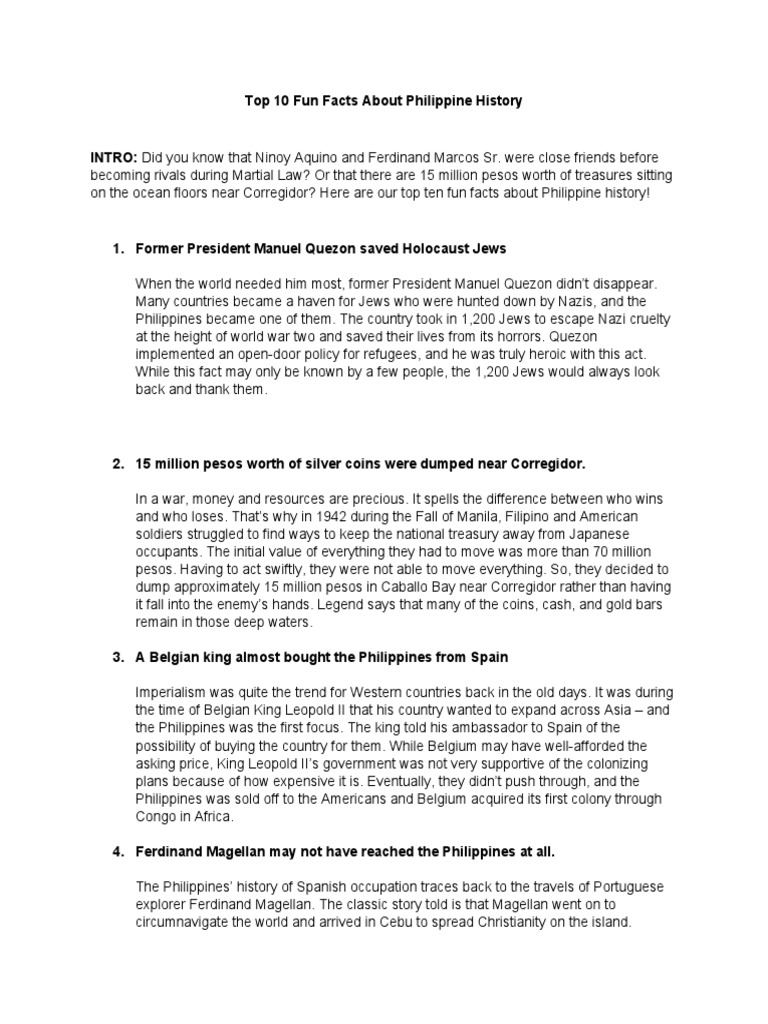 10 Fascinating Facts About Philippine History | PDF | Philippines