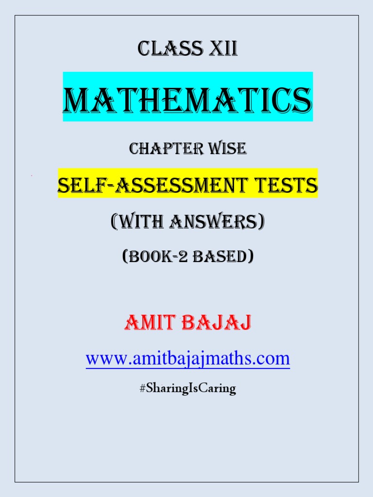 Xii Maths Book-2 Based Self-Assessment Tests 2022-23 (Amit Bajaj) | PDF ...