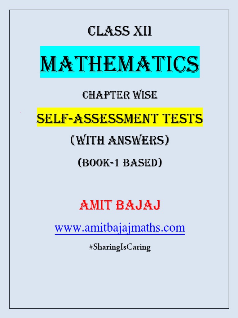Xii Maths Book-1 Based Self-Assessment Tests 2022-23 (Amit Bajaj) | PDF ...
