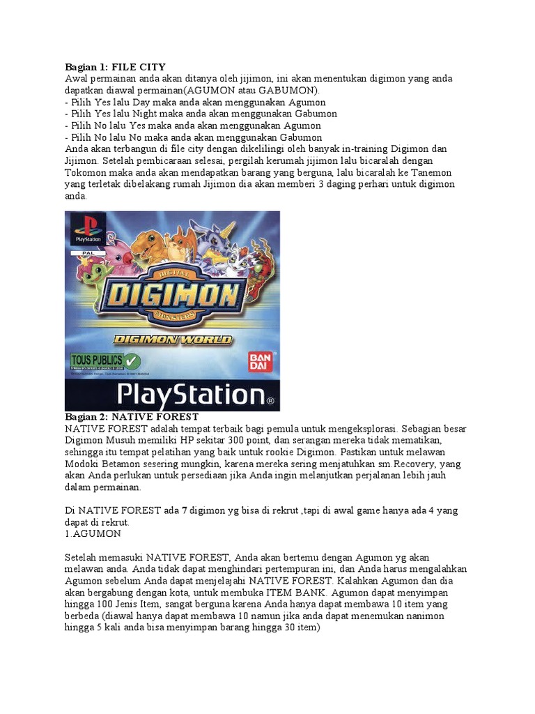 Panduan Lengkap Digimon World 1 | PDF