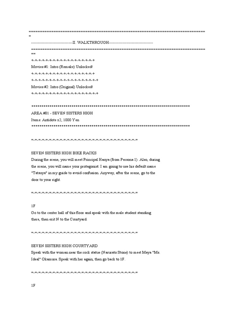 Walkthrought Shin Megami Tensei Persona 2 Innocent Sin | PDF | Hamburgers