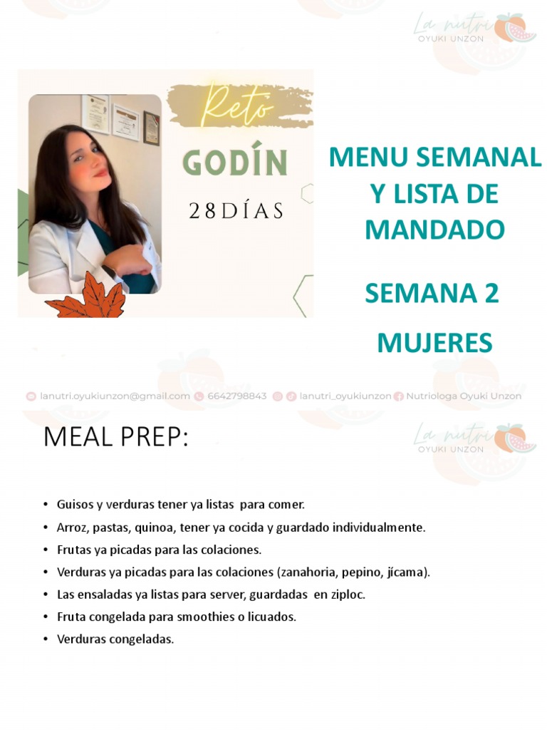 Plan semanal de comidas y lista de mandado para preparación de alimentos saludables | PDF ...