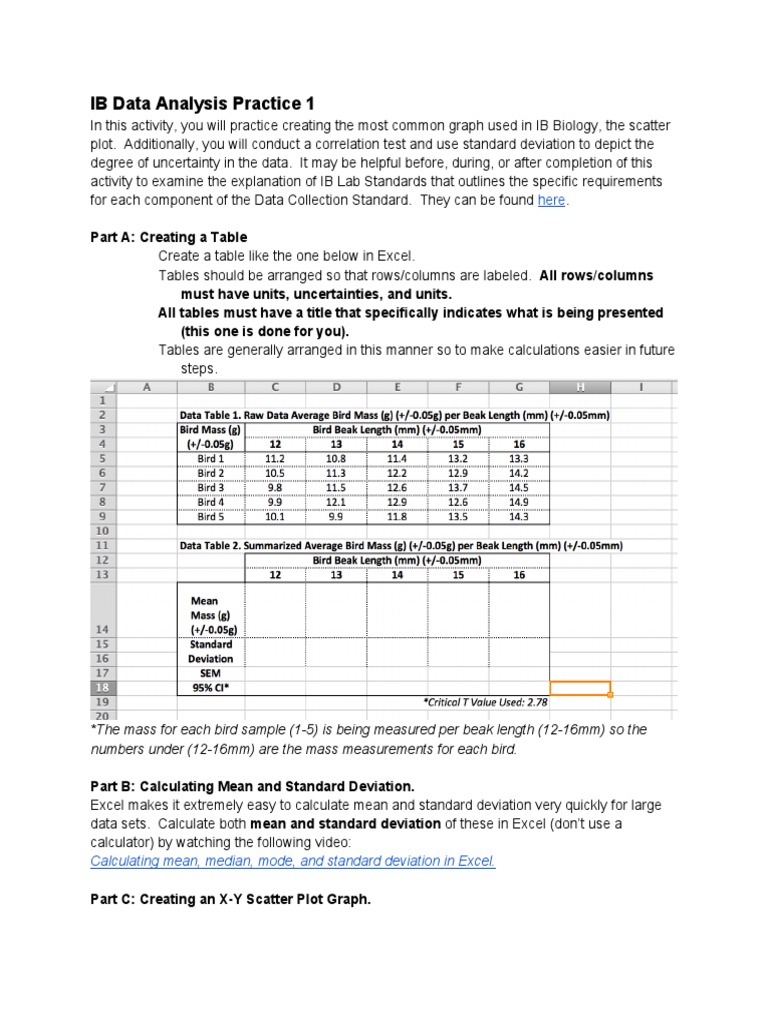 IB Data Analysis Practice 1 | PDF | Standard Error | Mean