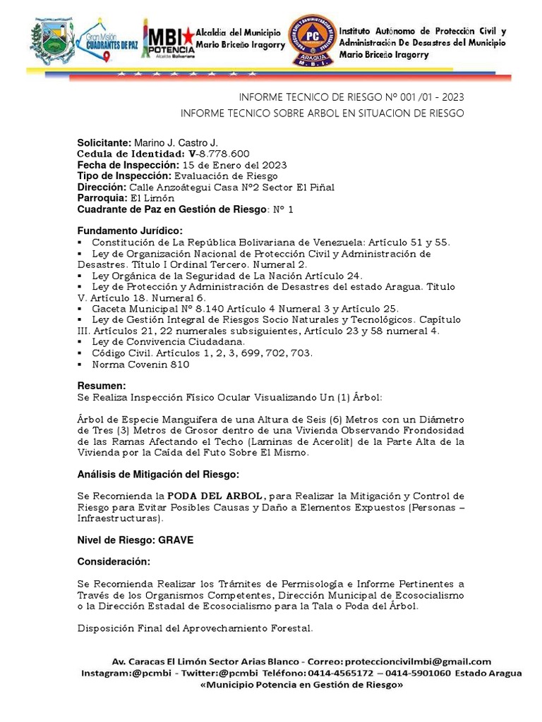 Infome de Riesgo de Arboles | PDF | Defensa Civil Infome de Riesgo de Arboles | PDF | Defensa Civil