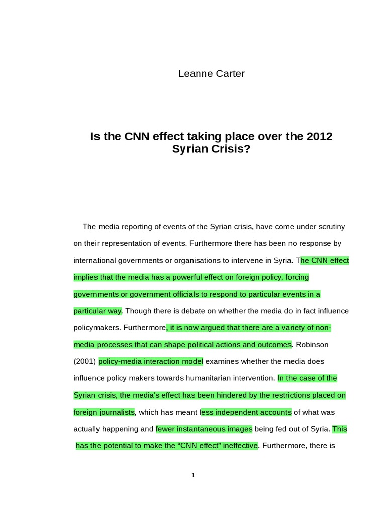 CNN Effect in Syrian Crisis | PDF | Syrian Civil War | Syria