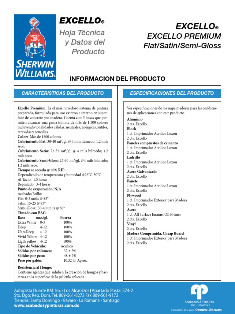 Ficha Tecnica Excello | Descargar gratis PDF | Agua | Pintar