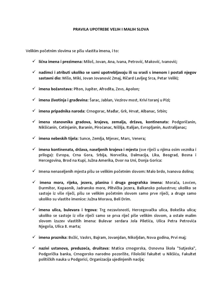 Pravila Upotrebe Velikog I Malog Slova - Skracenice | PDF