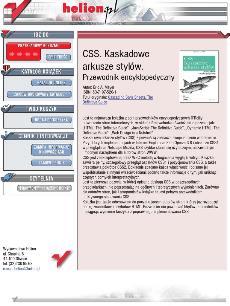 CSS. Kaskadowe Arkusze Stylów. Przewodnik Encyklopedyczny | PDF