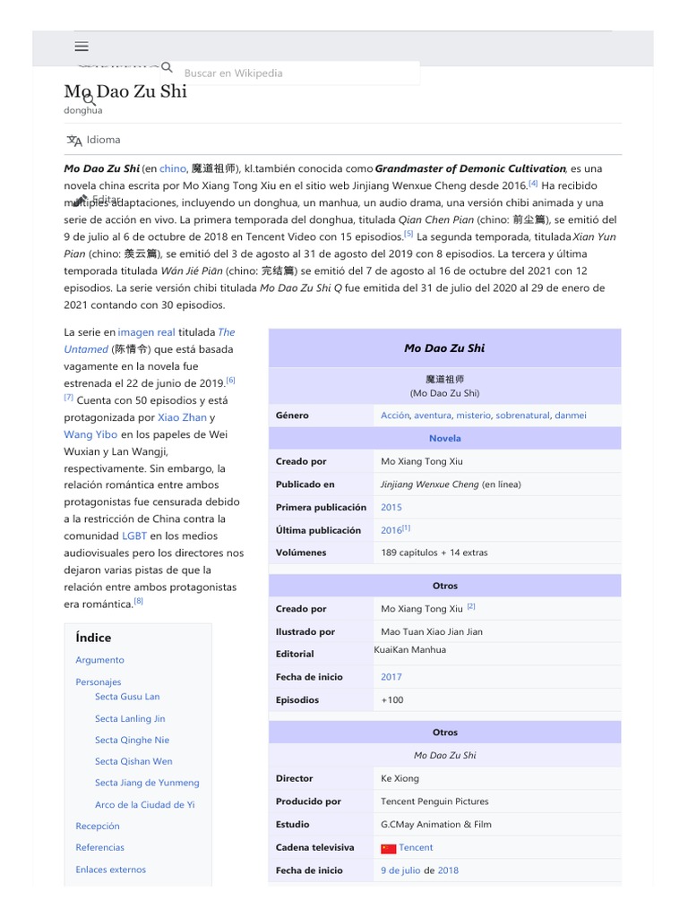 Informacion de Mo Dao Zu Shi | PDF | China | Política mundial