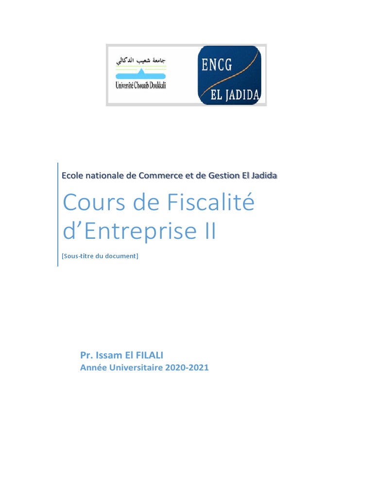 Fiscalité d'Entreprise : Cours Complet | PDF | Crédit | Finance et ...