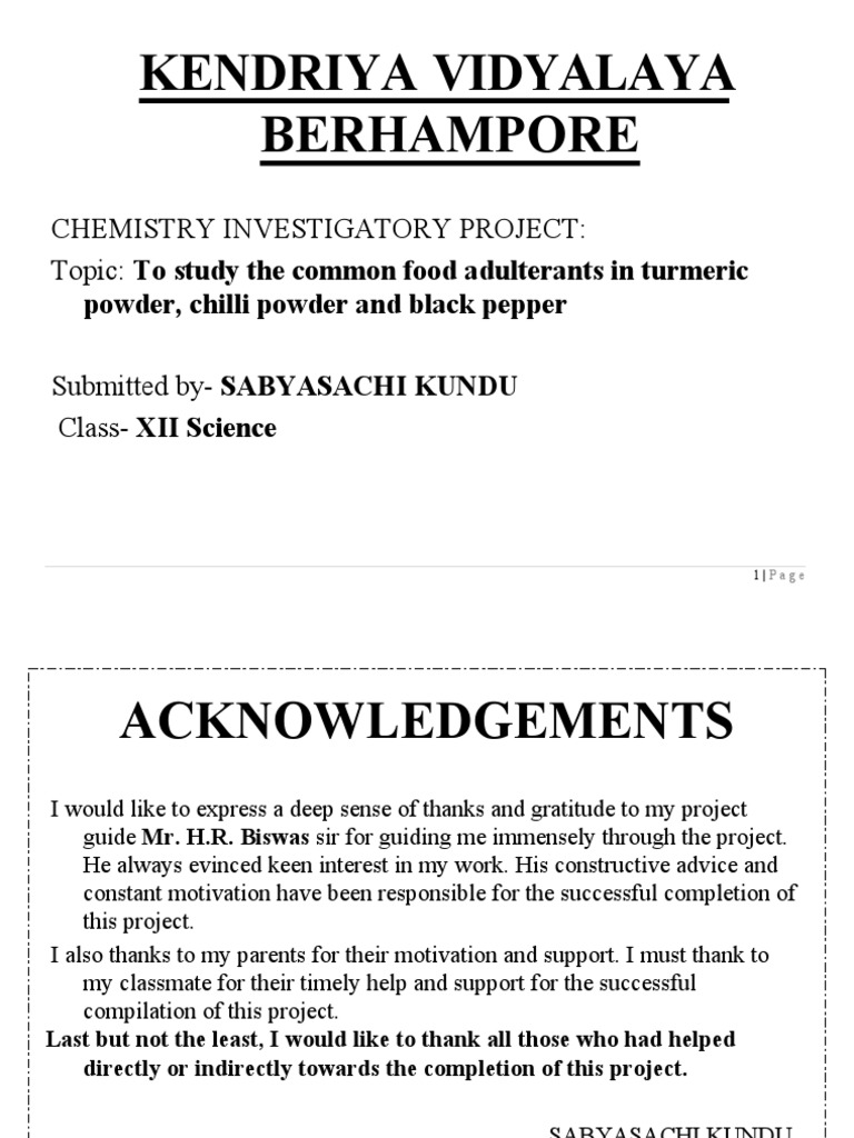 Class 12 Chemistry 3 Project | PDF | Chili Pepper | Chemistry