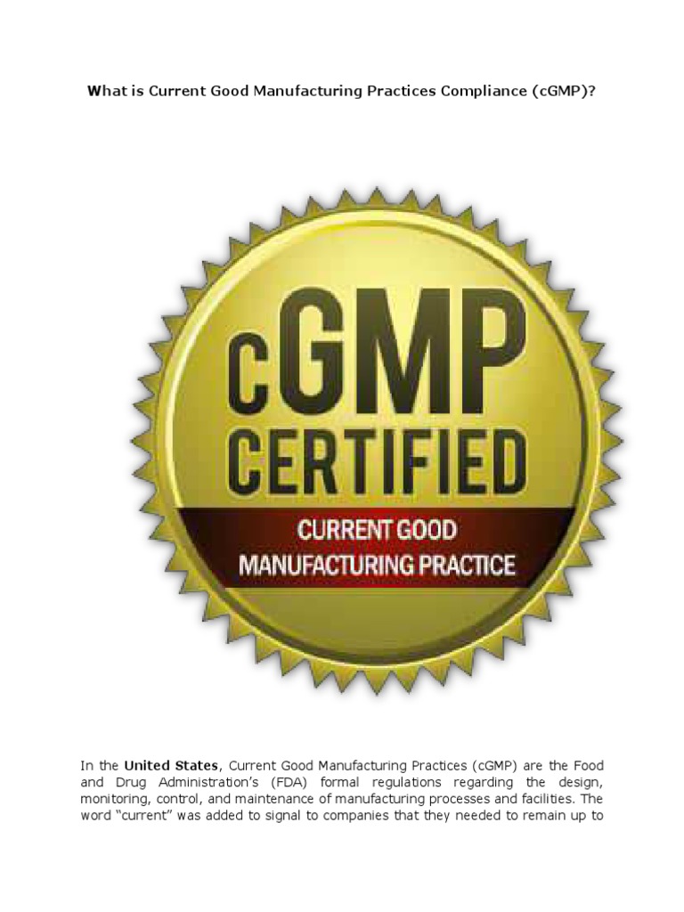 Understanding cGMP Compliance Regulations | PDF | Food And Drug ...