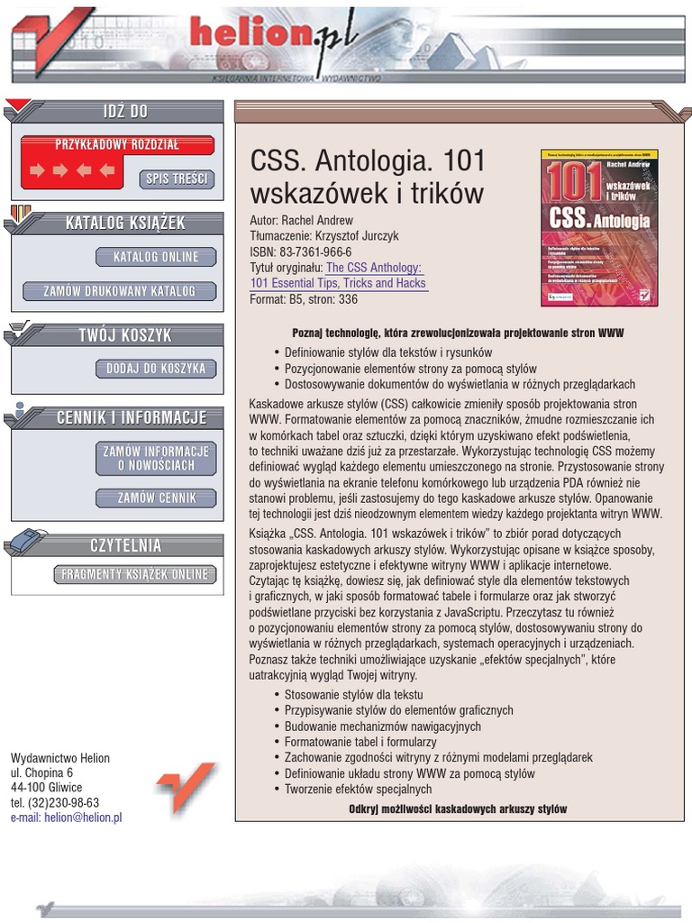 CSS. Antologia. 101 wskazówek i trików | PDF
