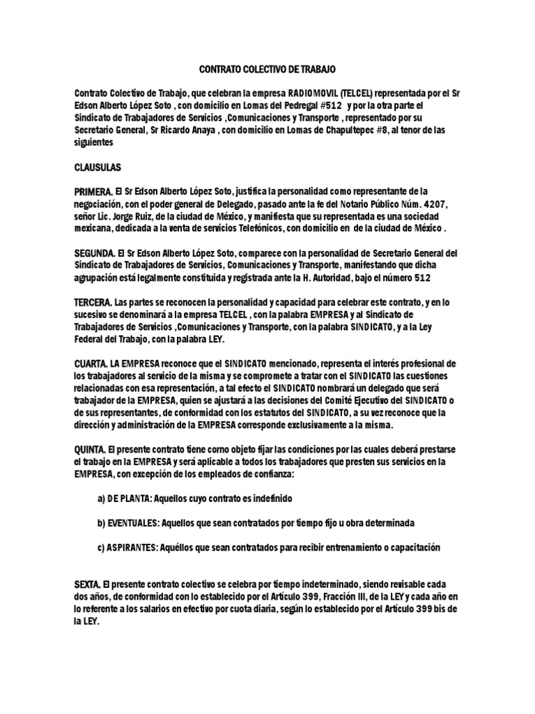 Contrato Individual | PDF | Salario | Tiempo de trabajo