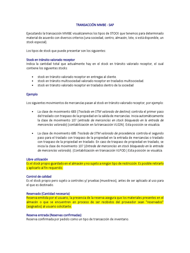 Manual Transaccion Mmbe | PDF | Inventario