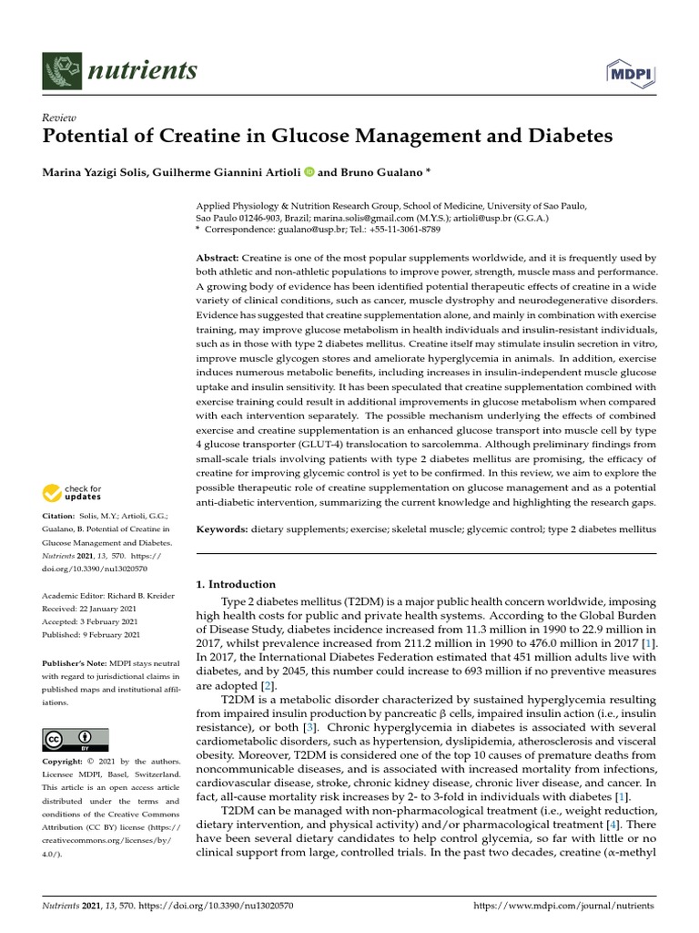 Potential of Creatine in Glucose Management and Diabetes | PDF ...