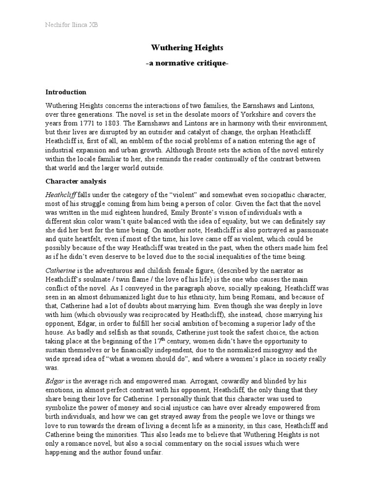 Wuthering Heights | PDF | Wuthering Heights | Heathcliff (Wuthering ...