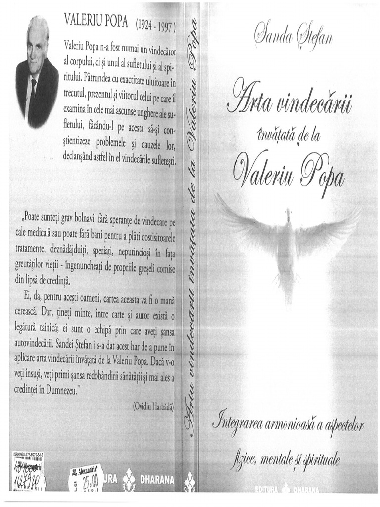 Arta Vindecarii Invatata de La Valeriu Popa (Sanda Stefan) | PDF