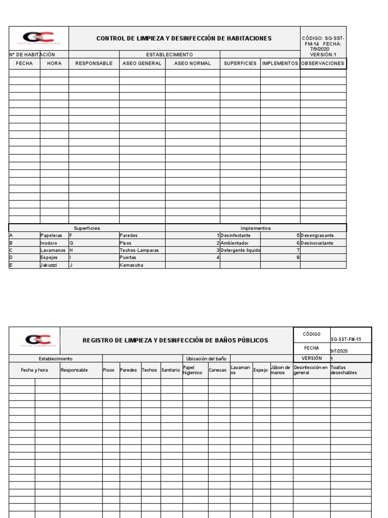 Formato Aseo Habitaciones y Baños | PDF