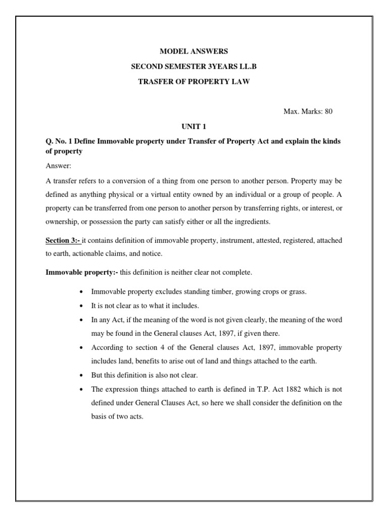 A Comprehensive Explanation of the Types of Property Under Transfer of ...