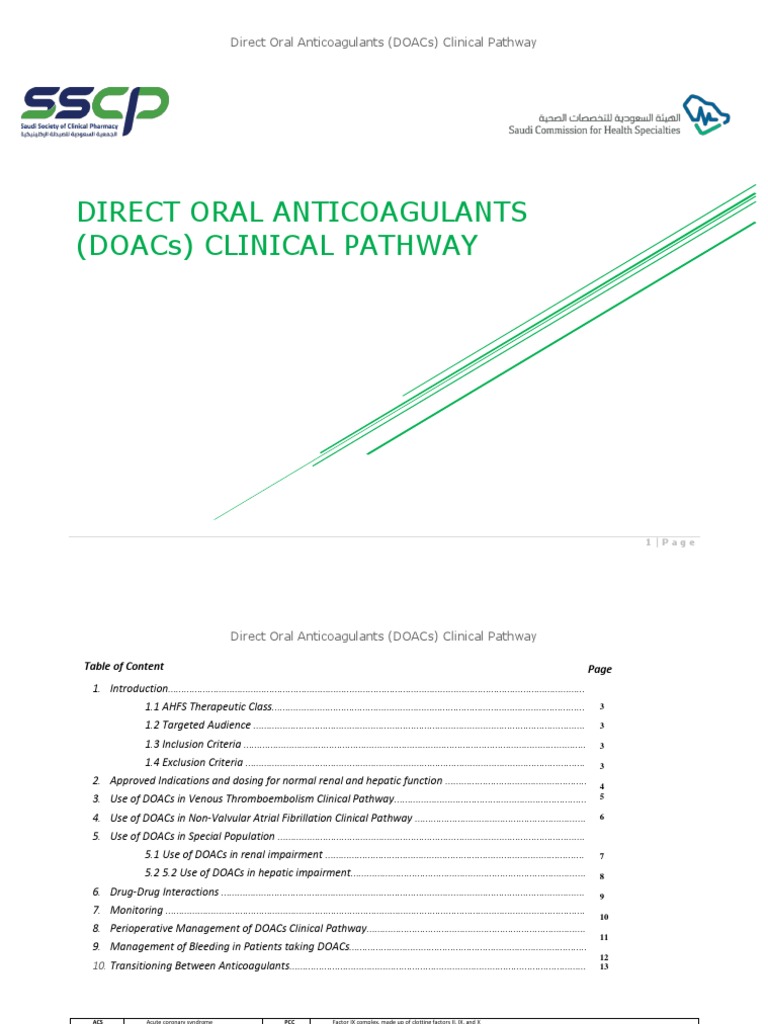 Direct Oral Anticoagulants (DOACs) | PDF | Self-Improvement | Wellness