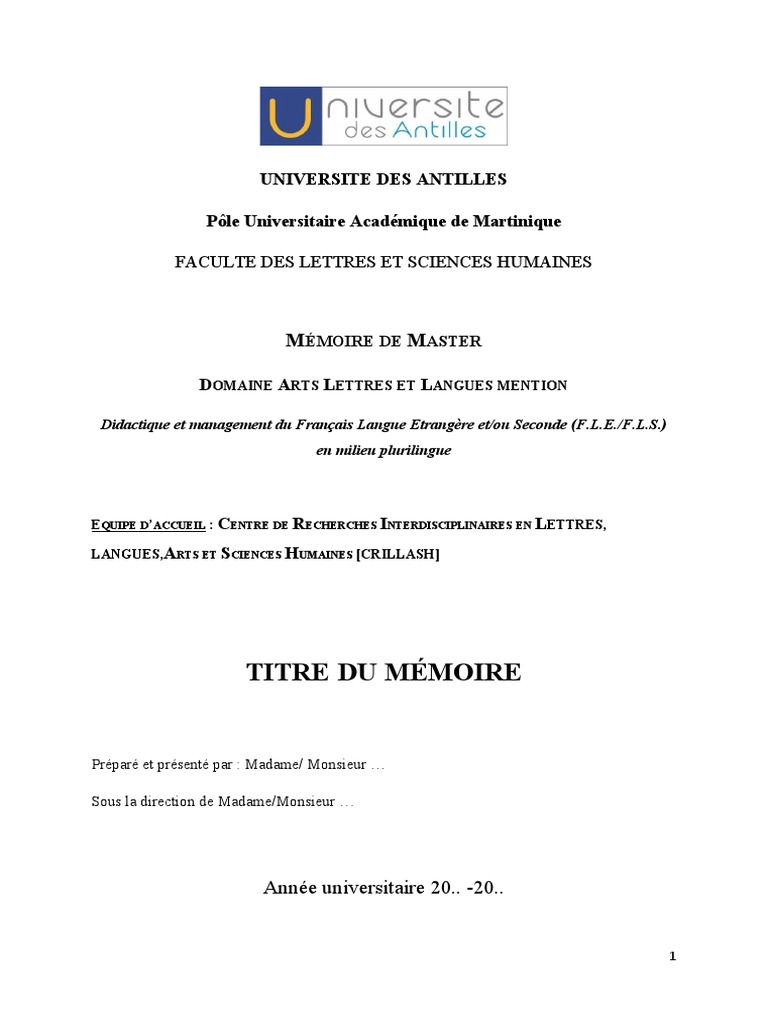 Exemple de présentation de mémoire FLE | PDF | Plagiat