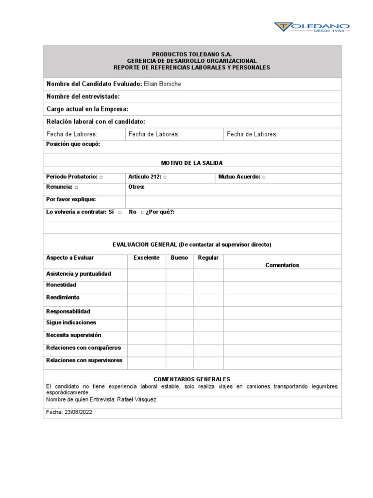 Referencia Laboral | PDF