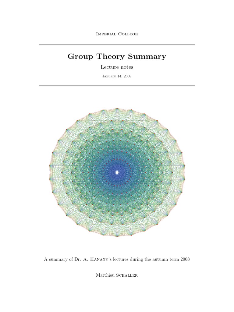 Summary Group Theory | PDF | Group (Mathematics) | Matrix (Mathematics) Summary Group Theory | PDF | Group (Mathematics) | Matrix (Mathematics)