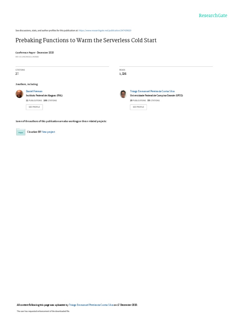 Prebaking Functions To Warm The Serverless Cold | PDF | Subroutine ...