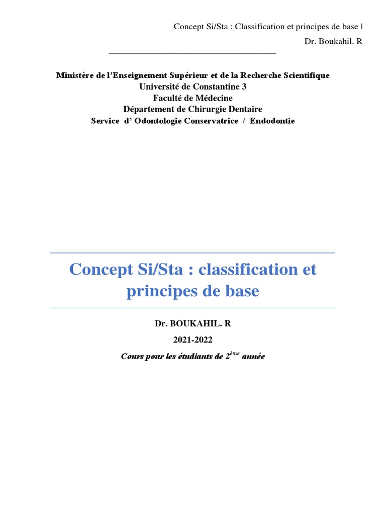 Classification Si/Sta des lésions carieuses | PDF | Émail dentaire ...