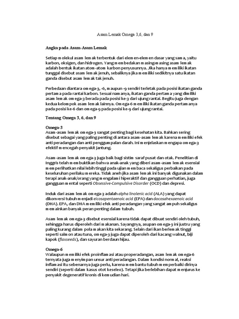 Manfaat Asam Lemak Omega 3, 6, dan 9 | PDF | Kesehatan Holistik