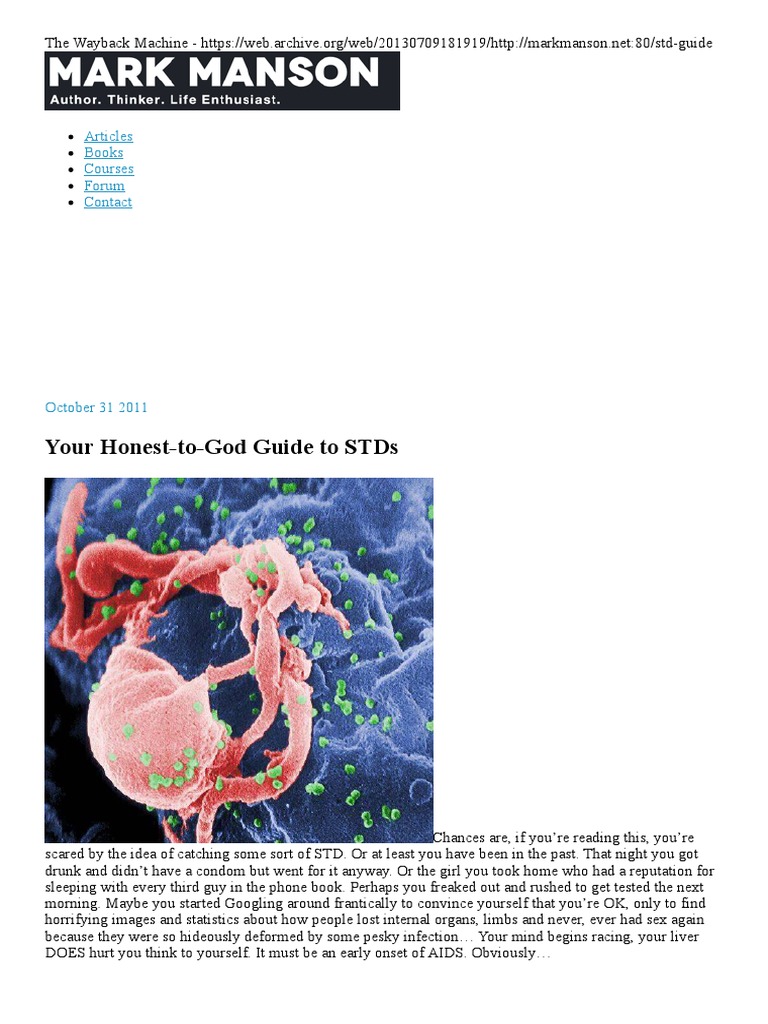 Your Honest-To-God Guide To STDs - Mark Manson | PDF | Sexually ...