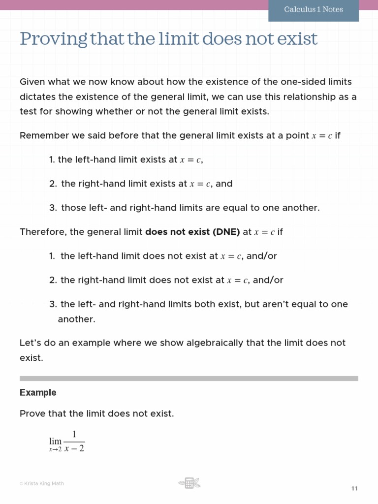 Proving That The Limit Does Not Exist | PDF | Function (Mathematics) | Infinity