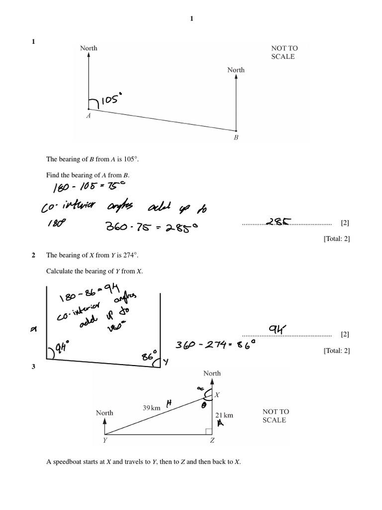 Bearing Angles HW | PDF | Angle | Elementary Mathematics