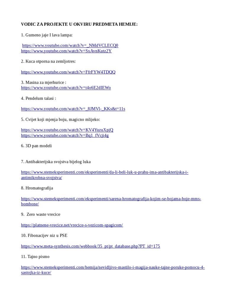 Mini Projekti Za Djecu | PDF