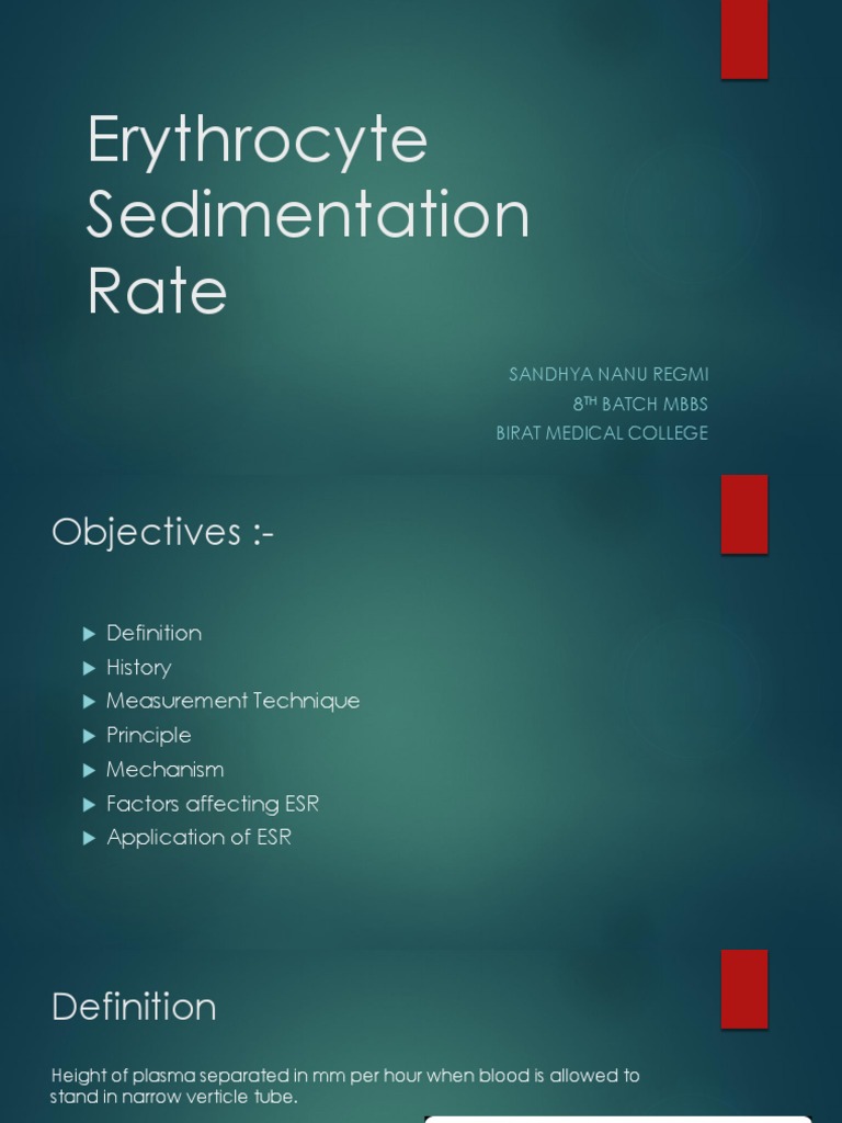 Erythrocyte Sedimentation Rate | PDF