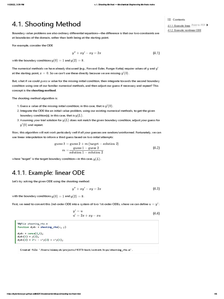 4.1. Shooting Method - Mechanical Engineering Methods Notes | PDF ...