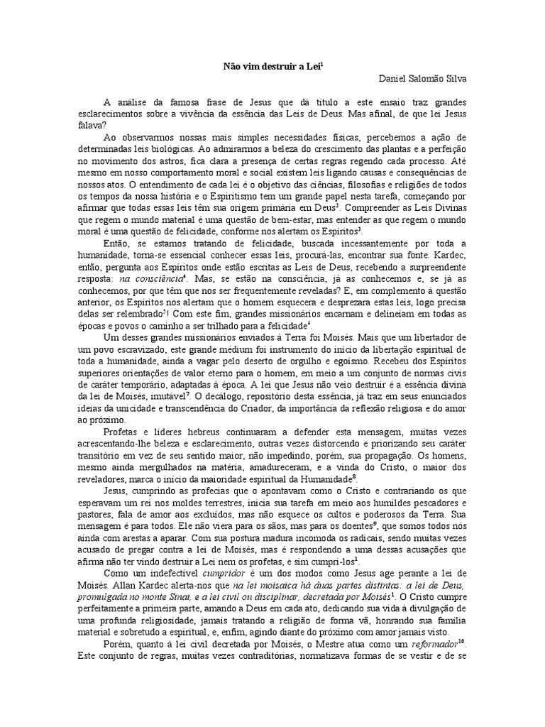 Não Vim Destruir A Lei | PDF | Espiritismo | Jesus