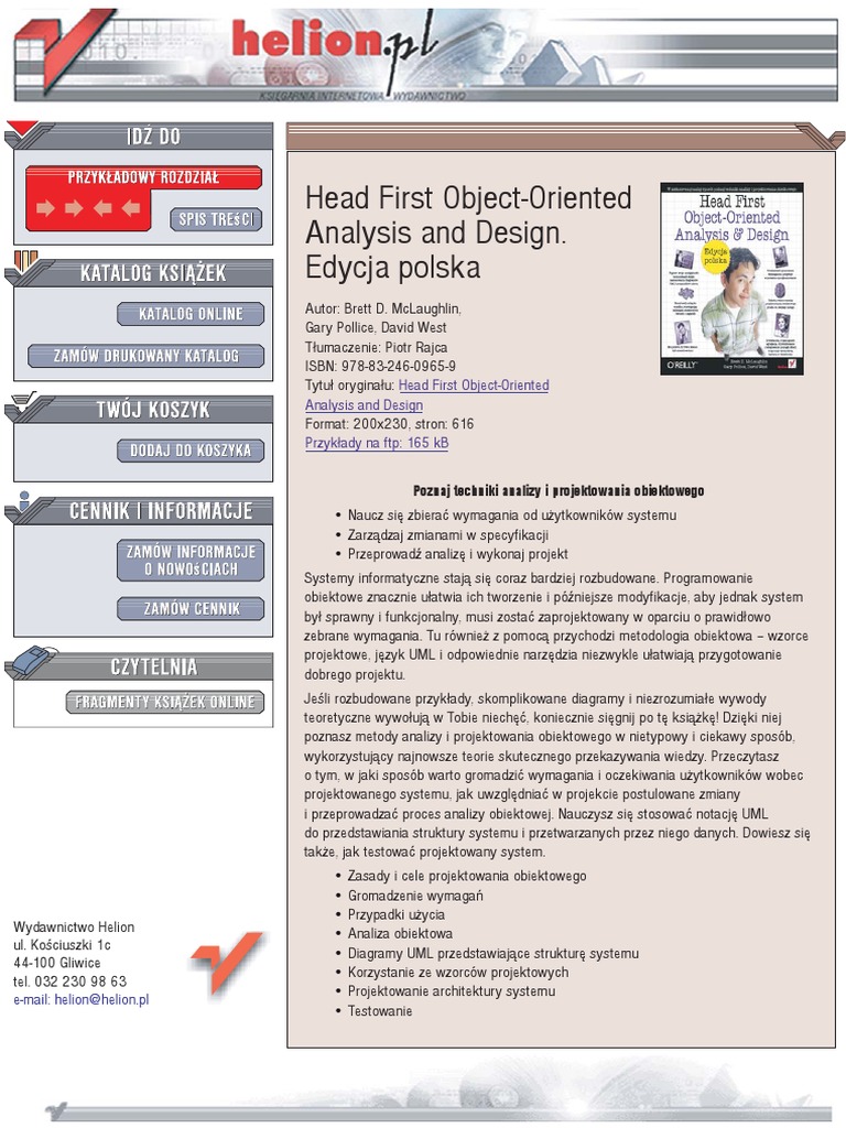 Head First Object-Oriented Analysis and Design. Edycja Polska (Rusz ...