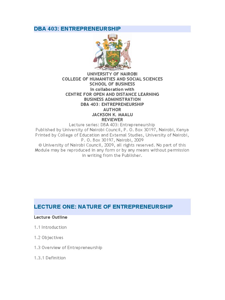 Dba 403-1 Enterpreneurship | PDF | Entrepreneurship | Feasibility Study