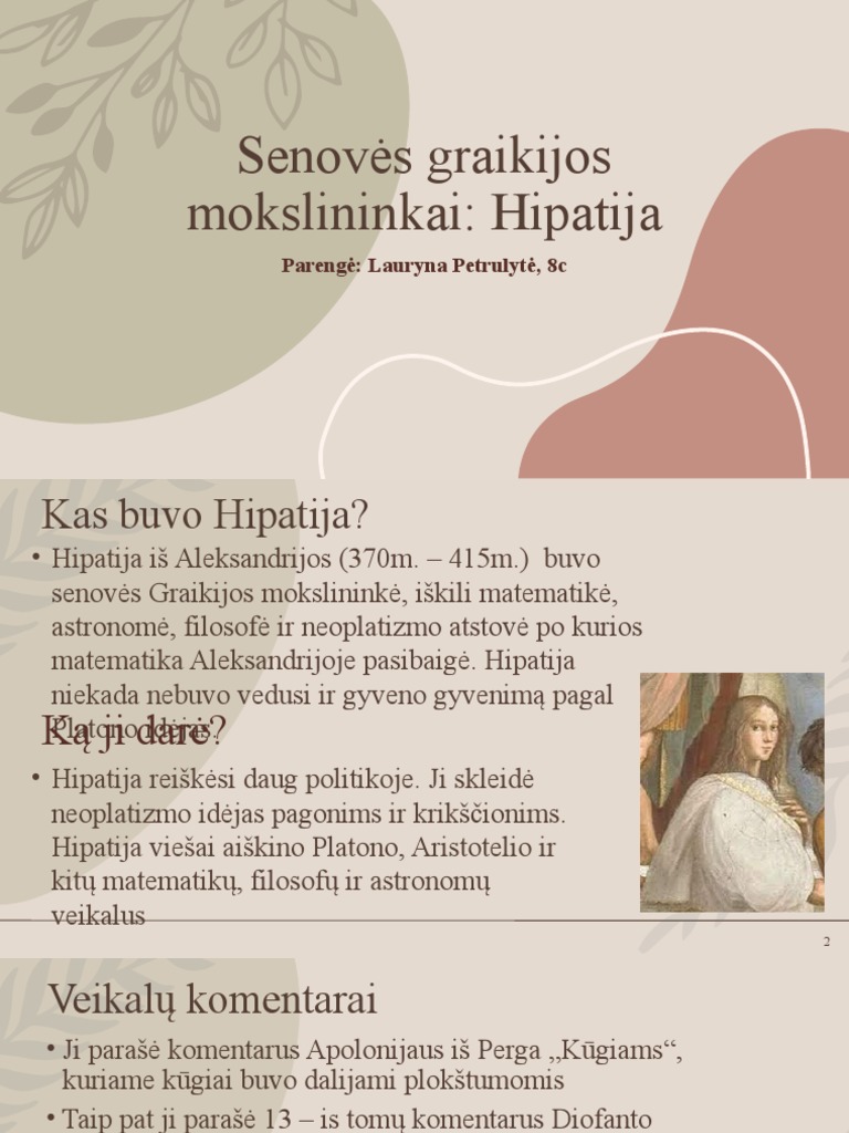 Graikijosmokslininke Hipatija | PDF