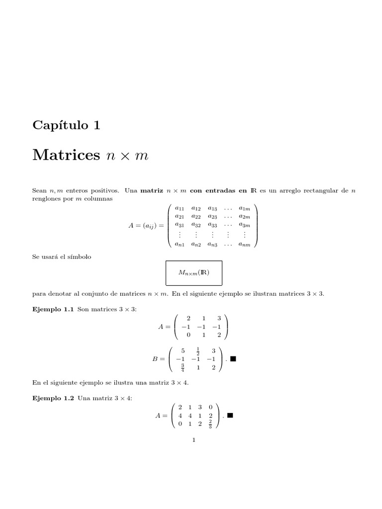 Matrices NXM | PDF | Matriz (Matemáticas) | Teoría del operador
