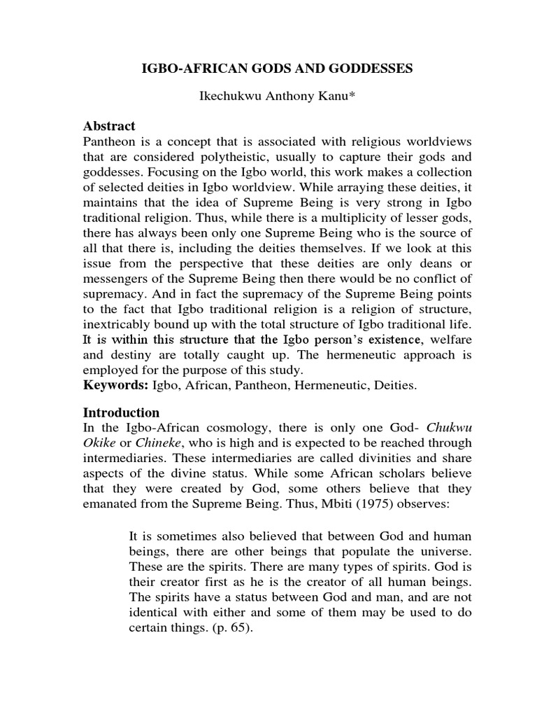 Igbo Gods and Goddesses Overview | PDF | God | Deities
