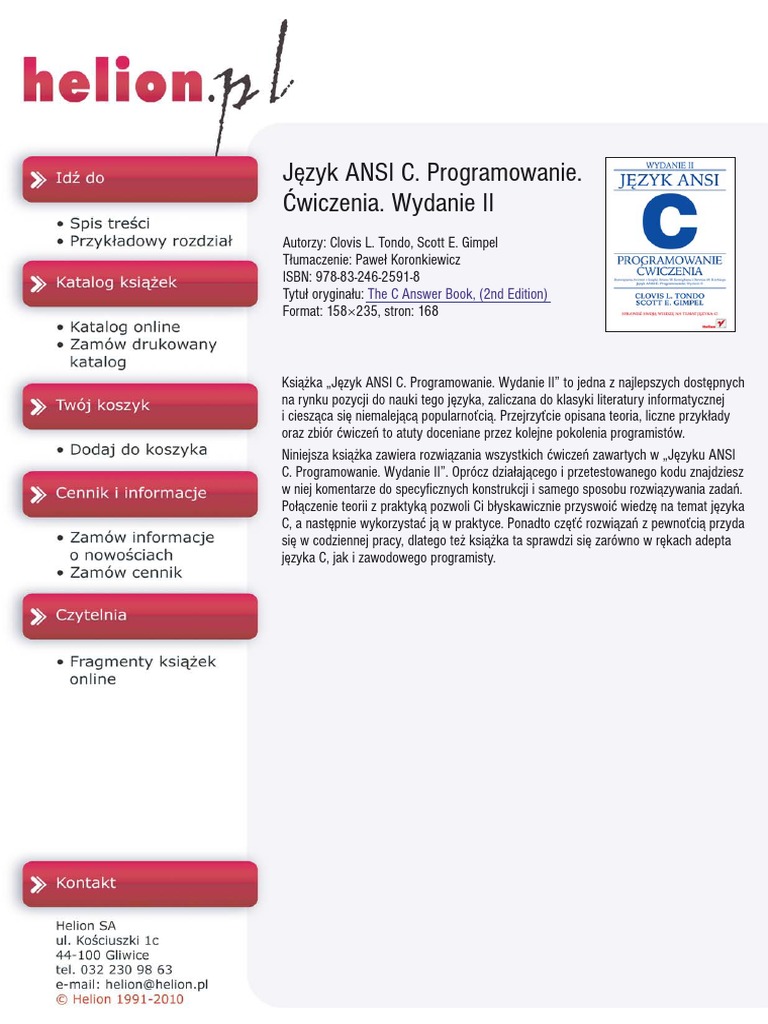 Język ANSI C. Programowanie. Ćwiczenia. Wydanie II | PDF