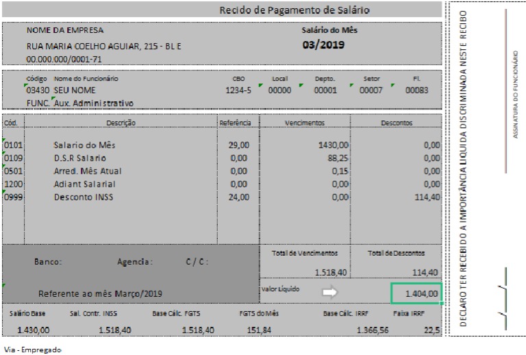 Modelo de Contracheque Editavel Captura de Tela 2 | PDF